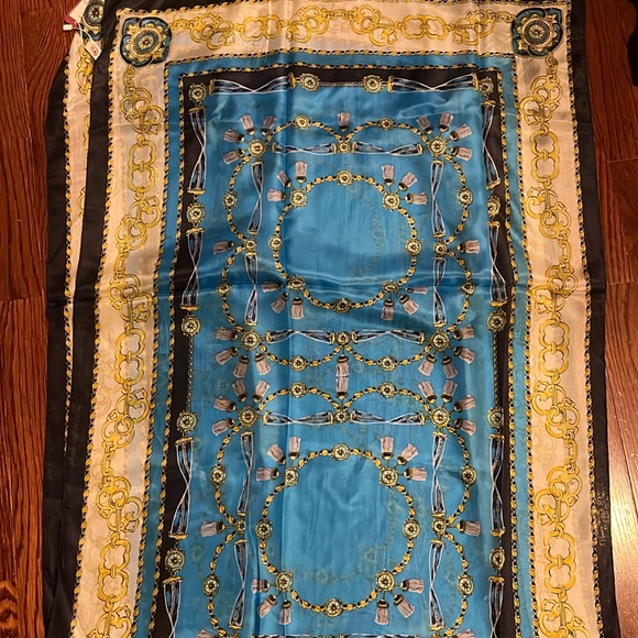 Gosri | Accessories | Nwt Gorsi Blue And Gold 0 Mulberry Silk Scarf ...